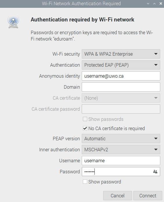 Connecting Devices to WPA2-Enterprise Network (Eduroam):FAST