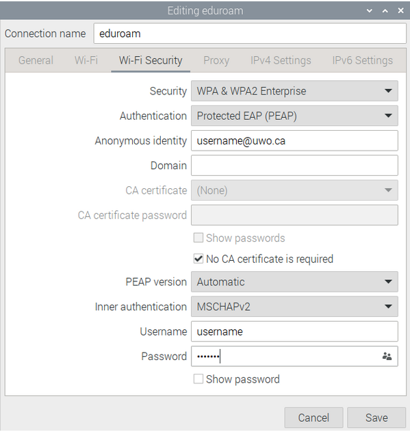 Connecting Devices to WPA2-Enterprise Network (Eduroam):FAST
