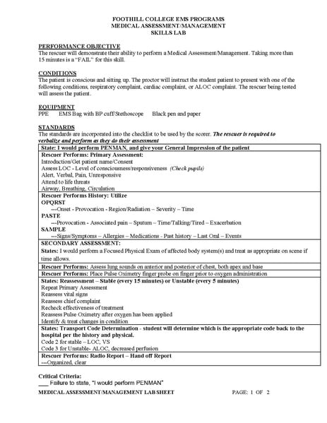 Emt Patient Assessment Management